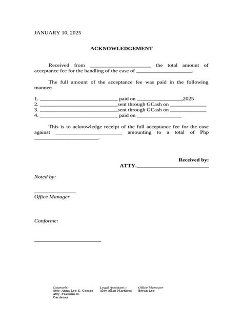Acknowledgement Receipt Sample Pdf
