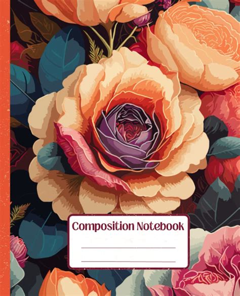 Composition Notebook Aesthetic Floral Illustration College Ruled Vintage Botanical Journal