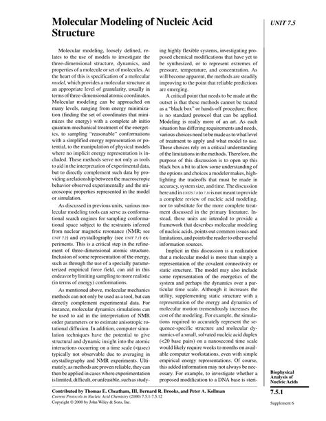 Molecular Modeling Of Nucleic Acid Structure Figure 753 Pictorial