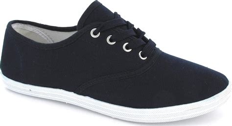 Ladies Womens Plimsoles Lace Up Flat Pumps Plimsolls Canvas Girls