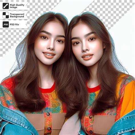 Premium Psd Two Models Of A Woman With A Blue Jean Jacket On And A