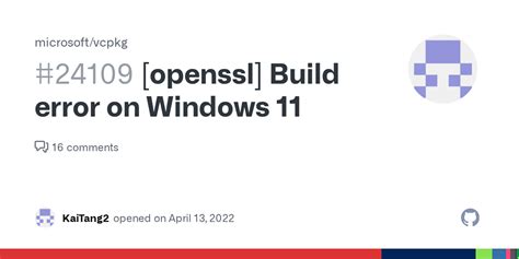 Openssl Build Error On Windows 11 · Issue 24109 · Microsoftvcpkg · Github