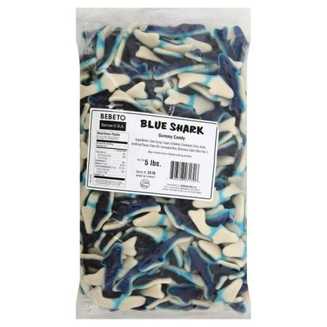 Kervan Blue Raspberry Flavored Shark Shaped Gummy Candy 5 Lbs