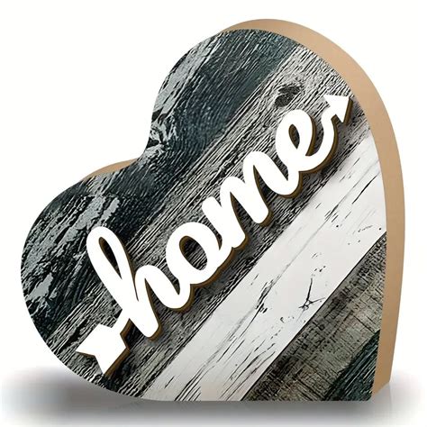 לב עץ כפרי מקסים עם כיתוב בית 3d מרכז שולחן בסגנון חווה Temu