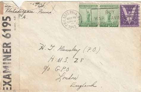 1943 Usa Gb Ww2 Former Dutch Torpedo Boat [21554] Mike White Uk Postal History