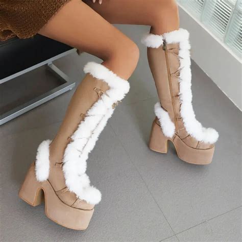 Giox Faux Suede Mid Calf Platform Boots For Women From Factory