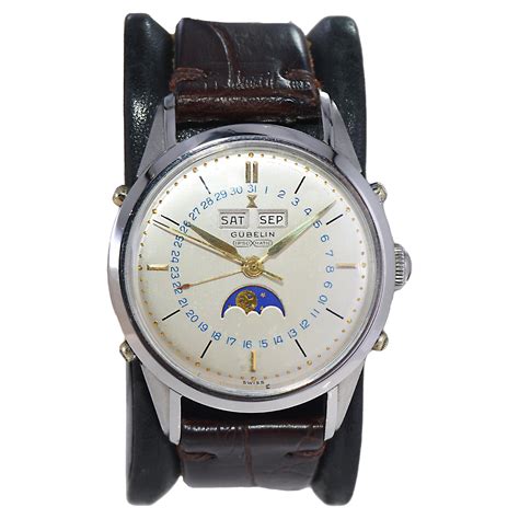 Movado Stainless Steel Triple Date Moon Phase Wristwatch Ref 14970 For
