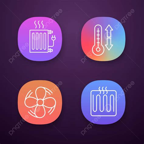Air Conditioning App Icons Set Interface Air Industry Vector Interface