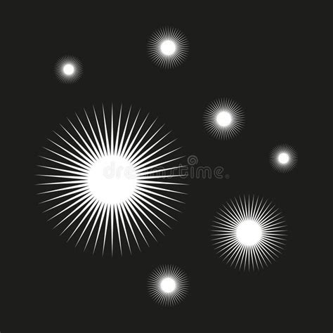 Radiating Starburst Shapes Bright White Rays Symmetrical Light Bursts Vector Abstract Pattern