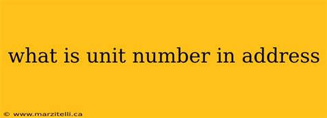 What Is Unit Number In Address