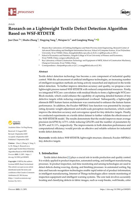 Pdf Research On A Lightweight Textile Defect Detection Algorithm