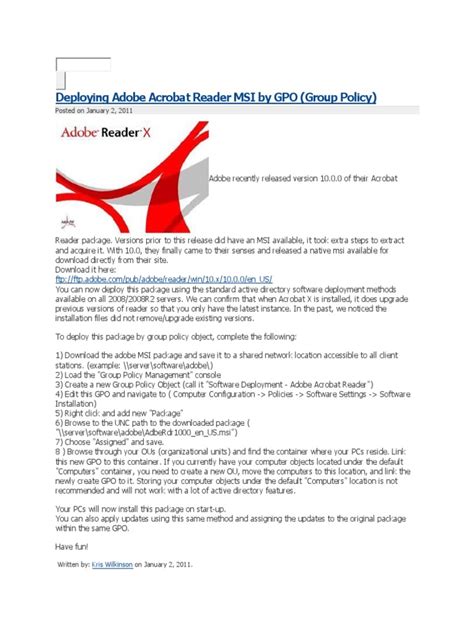 Deploying Adobe Acrobat Reader Msi By Gpo Pdf