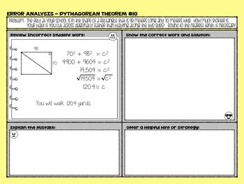 PYTHAGOREAN THEOREM ERROR ANALYSIS DIGITAL TASK CARDS GOOGLE TpT