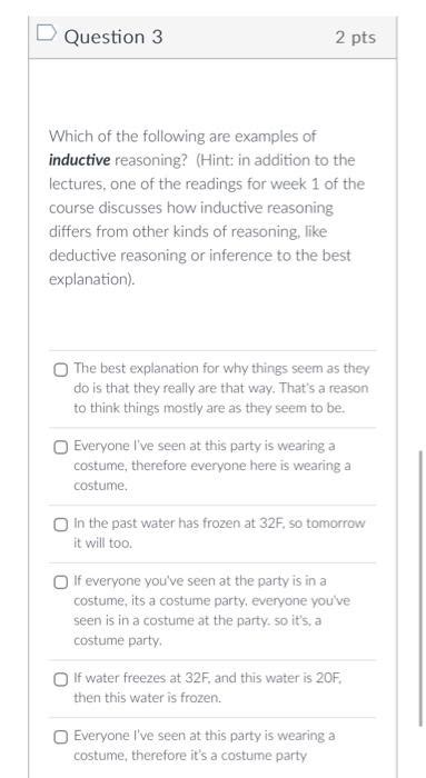 Question 3 2 Pts Which Of The Following Are Examples Chegg Com