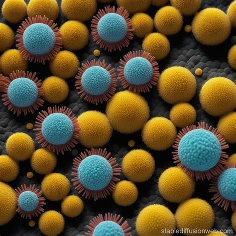 Realistic Electron Microscopy Image Of Pollen Allergen With Colors
