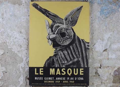 1959 Masquerade Mask Poster Le Masque Musee Guimet Surrealism