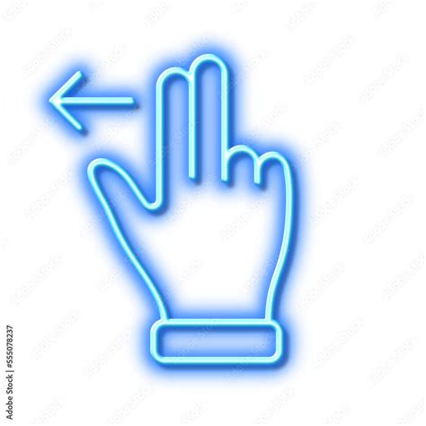 Touchscreen Gesture Line Icon Slide Left Arrow Sign Swipe Action Neon Light Effect Outline