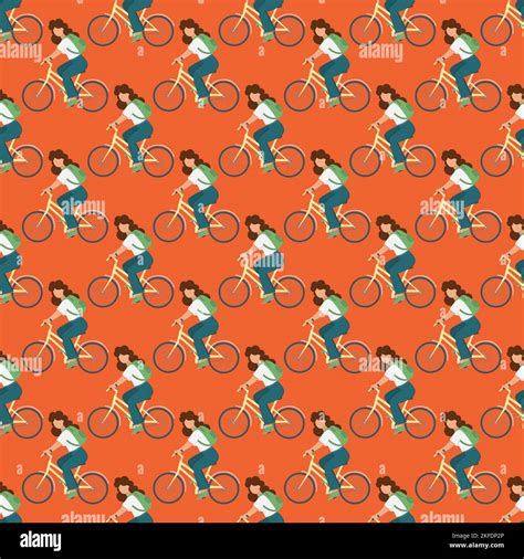 Cartoon Girl On A Bike Stock Vector Images Alamy