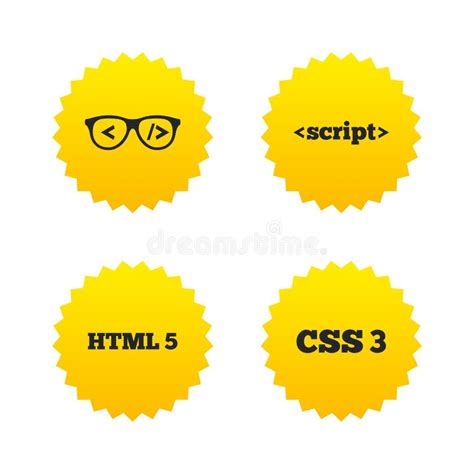 Programmer Coder Glasses Html Markup Language Stock Vector