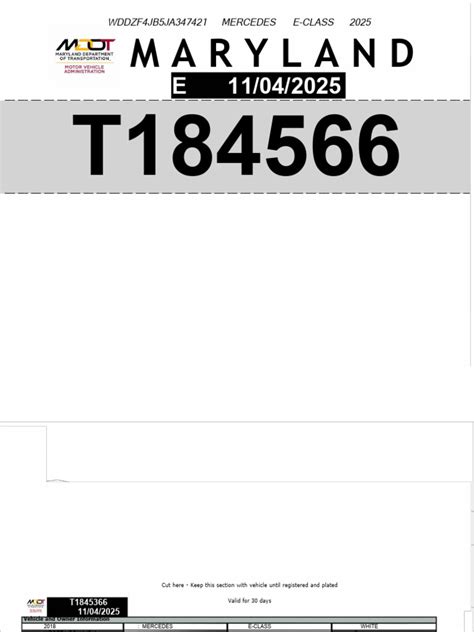 Maryland Temporary Vehicle Registration Pdf Motor Vehicle Driving