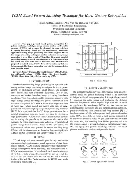 pdf tcam based pattern matching technique for hand gesture recognition nagakarthik tumuganti