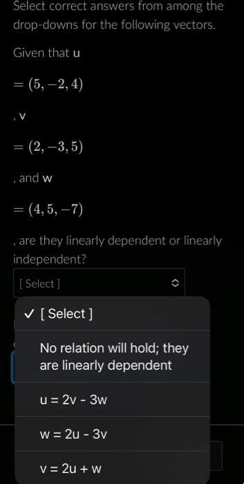Solved Select Correct Answers From Among The Drop Downs For