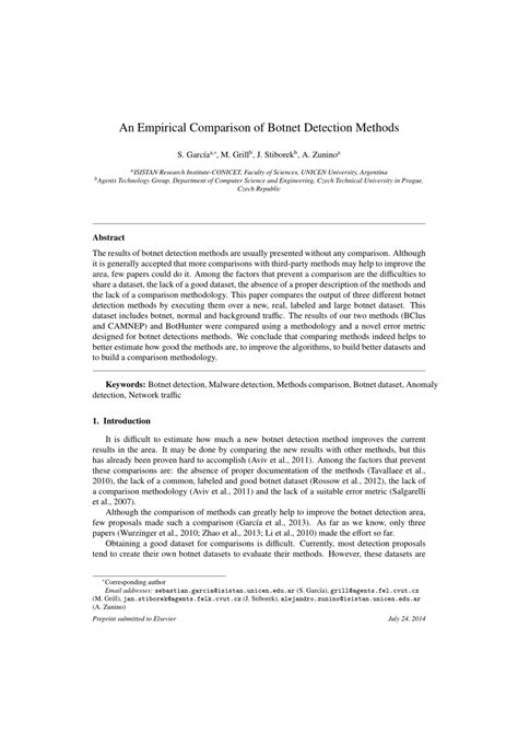 Pdf An Empirical Comparison Of Botnet Detection Methods