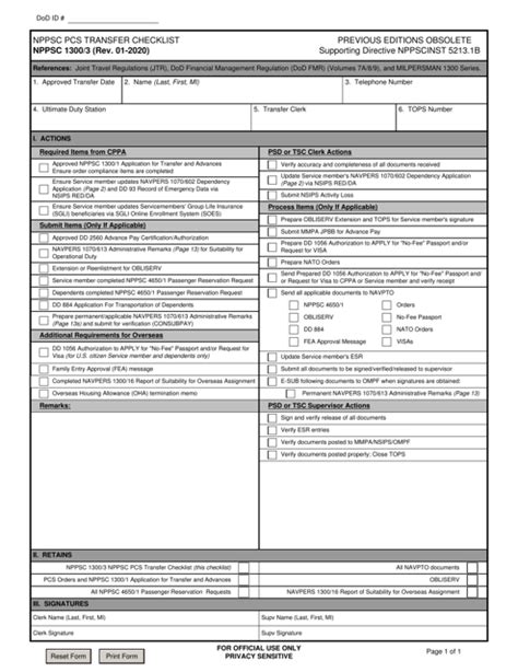 Transfer Checklist Templates PDF Download Fill And Print For Free Templateroller