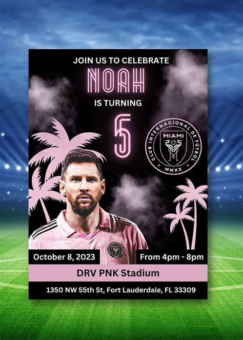 Inter Miami Messi Birthday Invitation Etsy Australia
