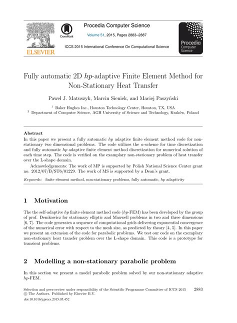 Pdf Fully Automatic 2d Hp Adaptive Finite Element Method For Non Stationary Heat Transfer