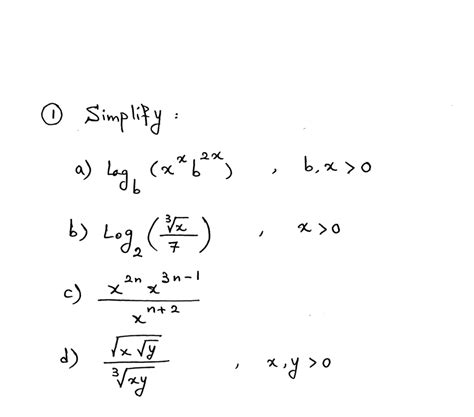 Solved 1 Simplify A Logb Xxb2x B X 0 B Log2 73x X 0 Chegg Com