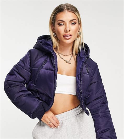 Asyou Cropped Puffer Jacket In Navy Asos Jackets Cropped Puffer