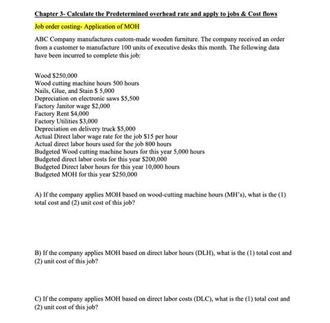 Solved Chapter 3 Calculate The Predetermined Overhead R