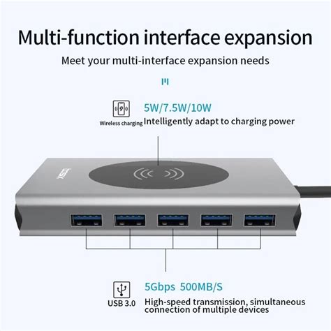 In USB HUB Type C Docking Station With Wireless Charger Function Alexnld Com