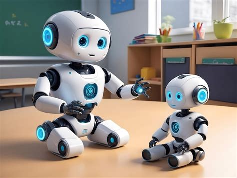 Un Bebé Robot Lindo Y Adorable Aprendiendo Cosas Foto Premium