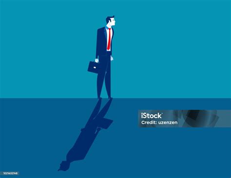 실업가 그리고 그림자 컨셉 비즈니스 벡터 일러스트 레이 션 방향 다른 대조 개념에 대한 스톡 벡터 아트 및 기타 이미지 개념 그림자 기업 재무와 산업 Istock