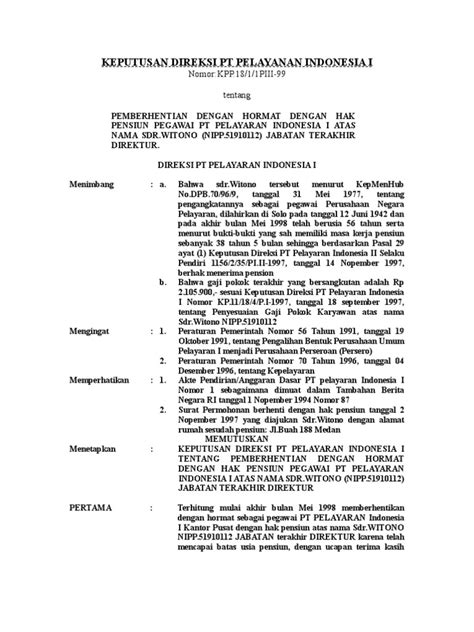 Detail Contoh Surat Keputusan Direksi Koleksi Nomer 9