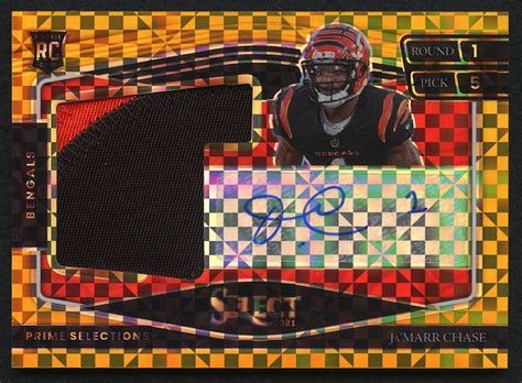 Jamarr Chase 2021 Select Rookie Patch Autograph Rpa Ps Jch Gold Prizm 0910 Pristine Auction