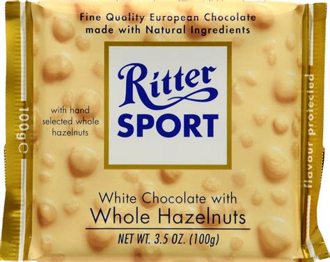 White Chocolate Whole Hazelnut Candy Bar Ritter Sport 100 G