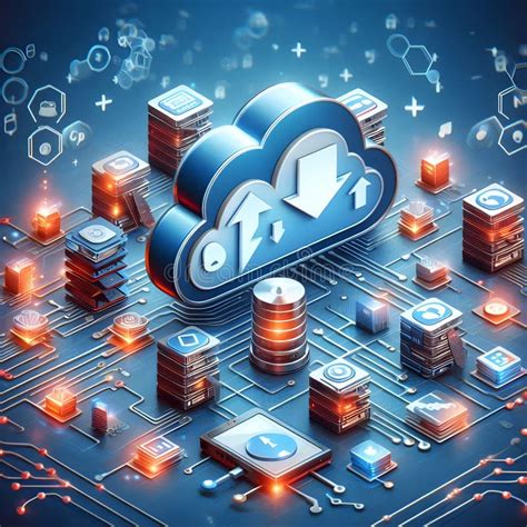 Photo Realistic As Cloud Storage Icons With Upload And Download Symbols