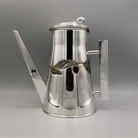 20th Century Italian Sterling Silver Enameled Oil Cruet For Sale At