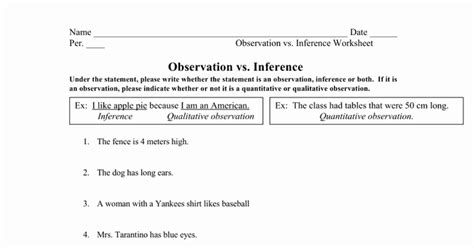 Observation Vs Inference Worksheet