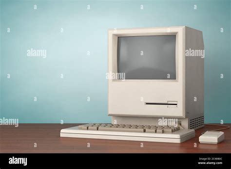 Retro Personal Computer The System Unit Monitor Keyboard And Mouse