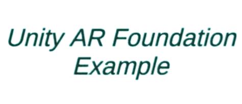 Unity Ar Foundation Example By Drtaxi