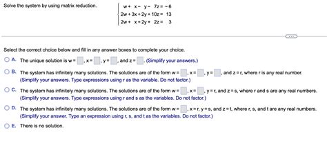 Solved Solve The System By Using Matrix Reduction Chegg