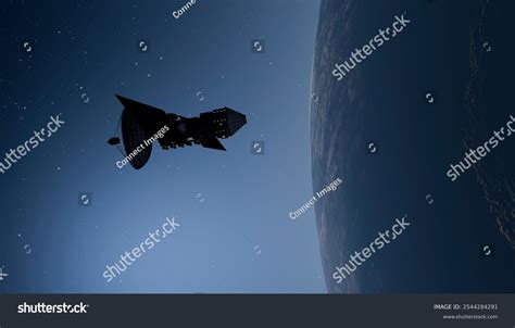 Illustration Satellite Orbiting Earth Against Backdrop Stock Illustration 2544284291 Shutterstock