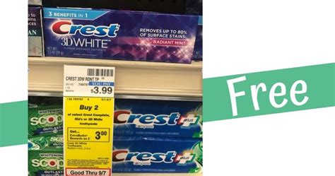 Crest 3d White Toothpaste For Free At Cvs Southern Savers