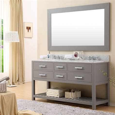 60 Inch Gray Finish Double Sink Bathroom Vanity
