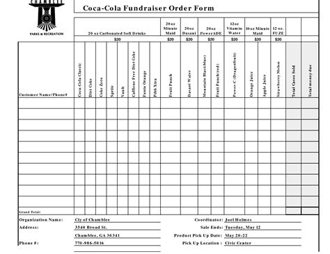 Printable Blank Fundraiser Order Form Template