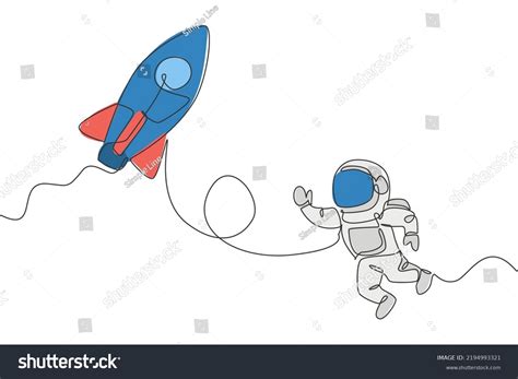 Single Continuous Line Drawing Astronaut Spacesuit Stock Vector Royalty Free 2194993321